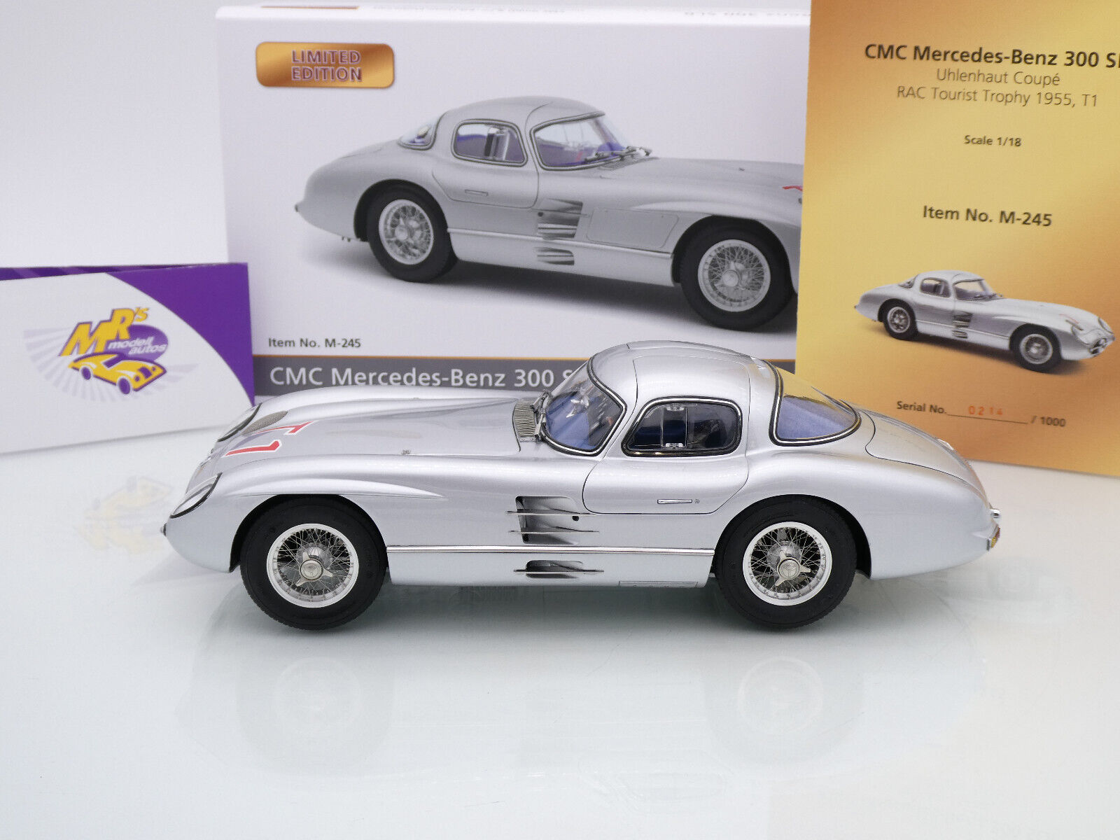 Mrs Modellautos - CMC M-245 # Mercedes Benz 300 SLR Uhlenhaut Nr.T1 " RAC Tourist Trophy 1955 " 1:18