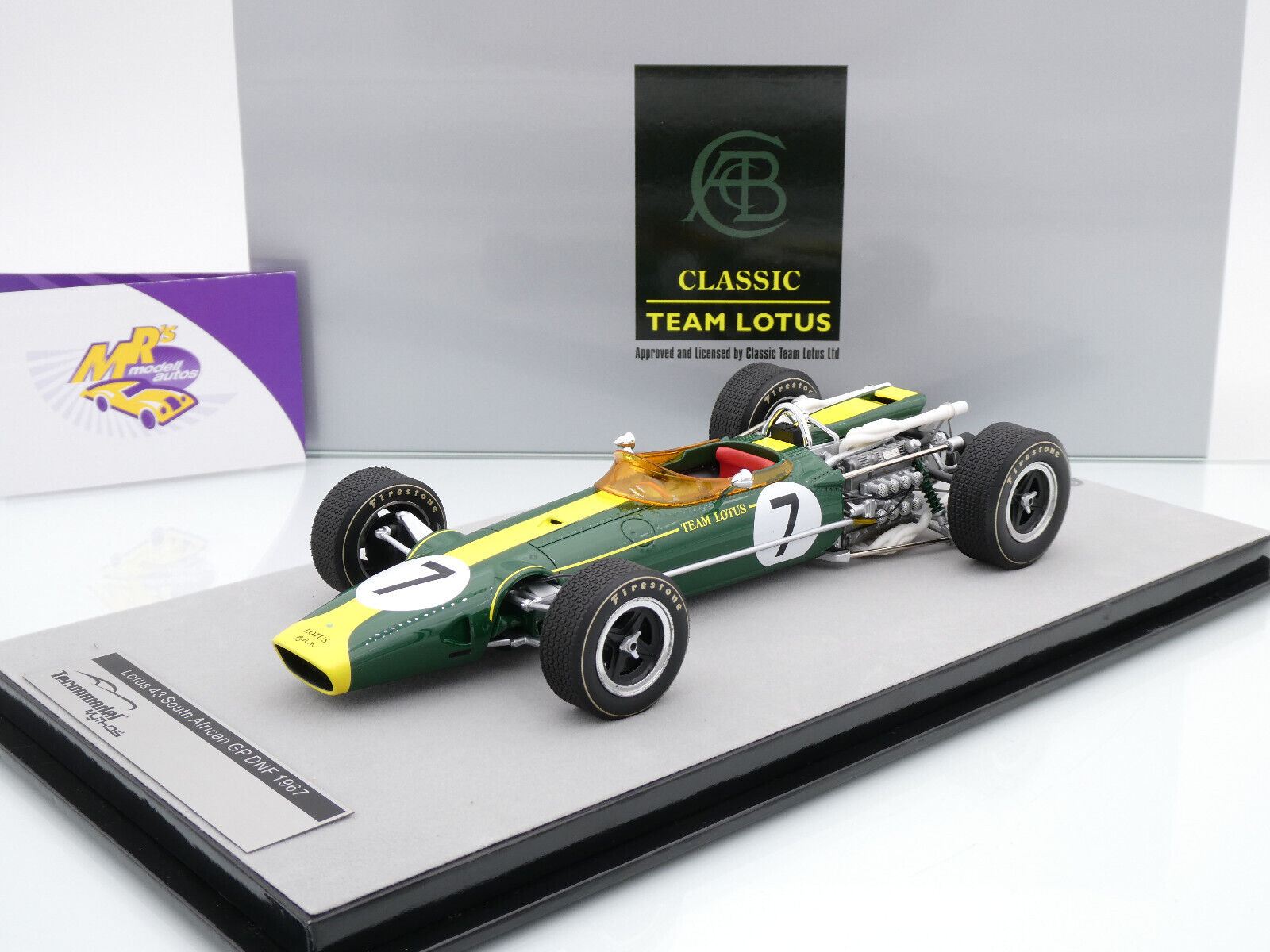 Mrs Modellautos - Tecnomodel TM18-188D # Lotus 43 F1 Nr.7 DNF Südafrika GP 1967 " Jim Clark " 1:18