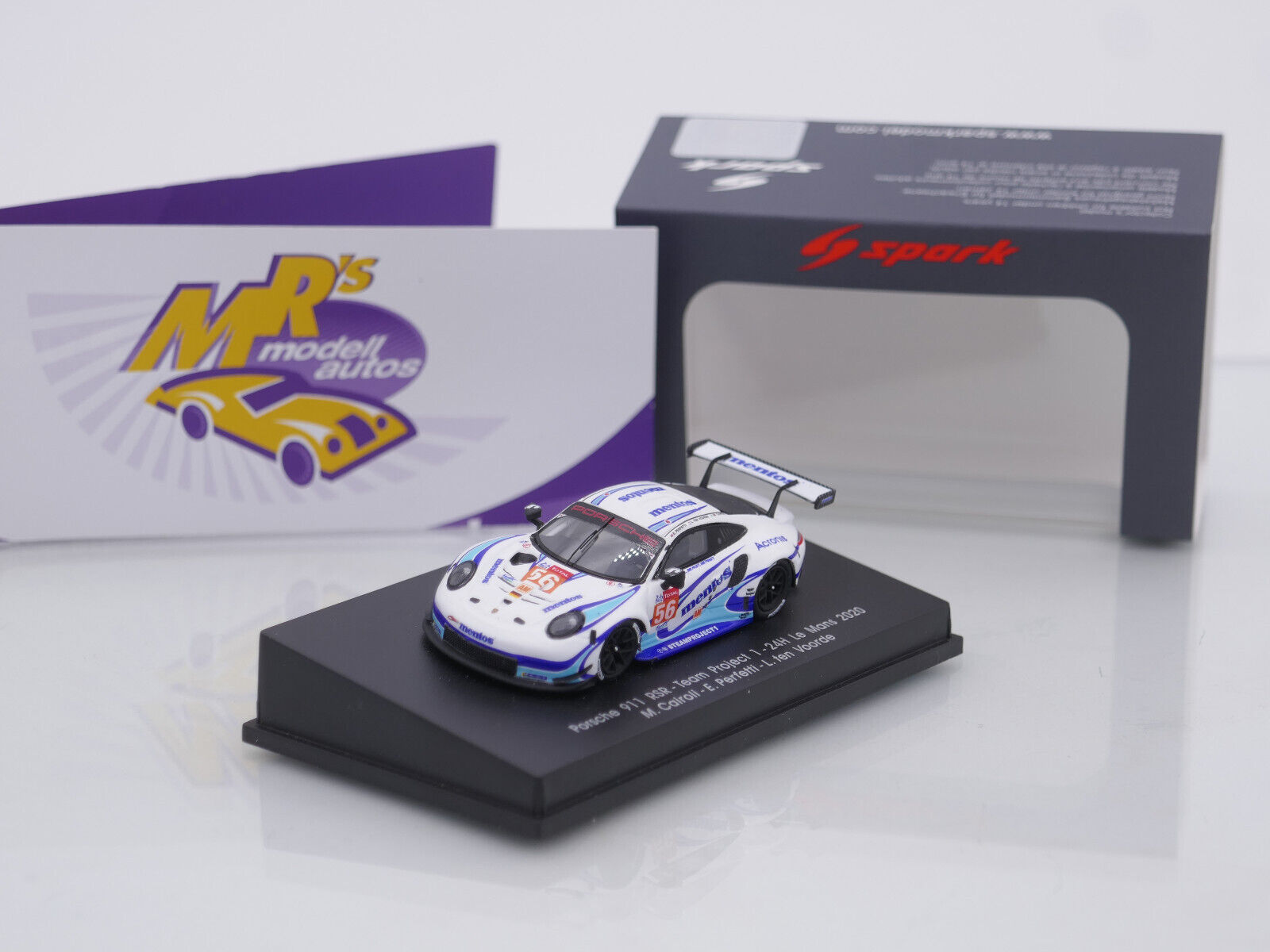 Mrs Modellautos - Spark 87S160 # Porsche 911 RSR Nr.56 LMGTE-Am 24h Le ...