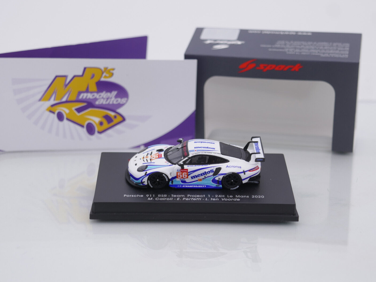 Mrs Modellautos - Spark 87S160 # Porsche 911 RSR Nr.56 LMGTE-Am 24h Le ...