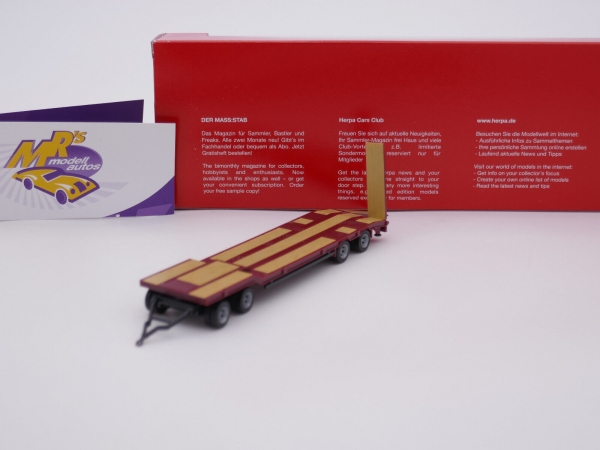 Mrs Modellautos - Herpa 076142-008 # Goldhofer TU4 Tiefladeanhänger 4-achs " weinrot " 1:87